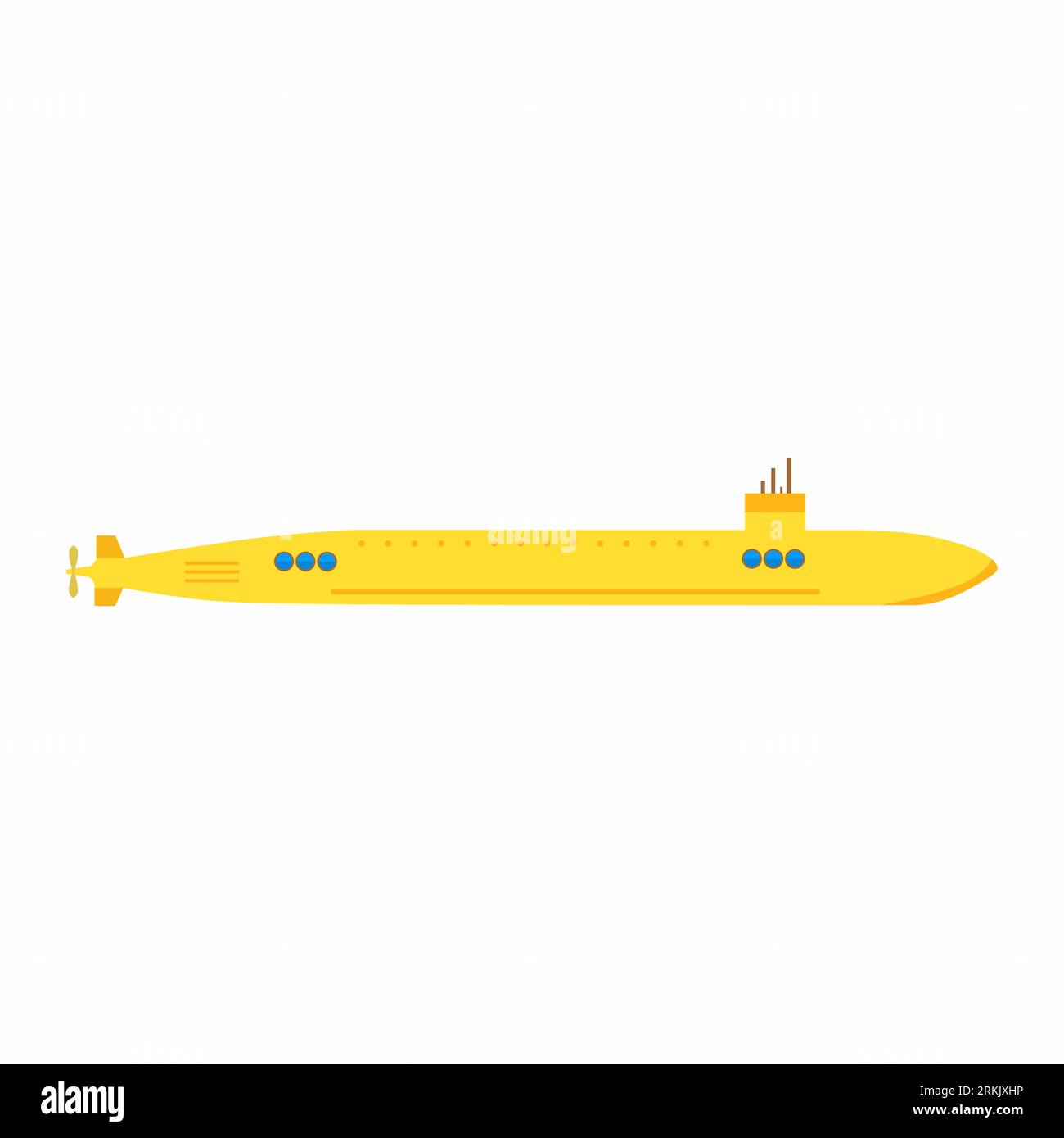Yellow submarine in flat element style isolated on white background ...