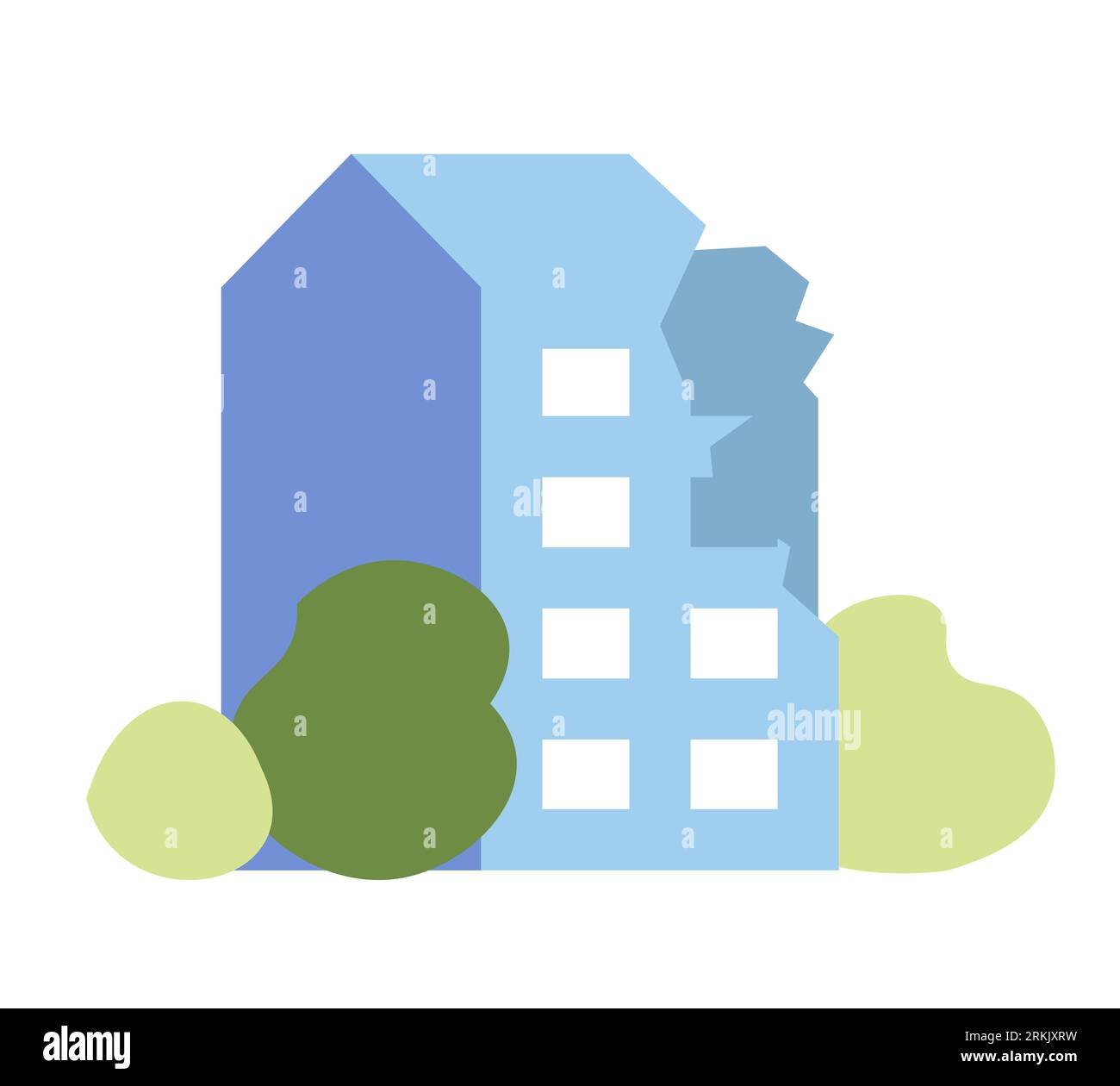 Broken building semi flat colour vector object Stock Vector Image & Art ...