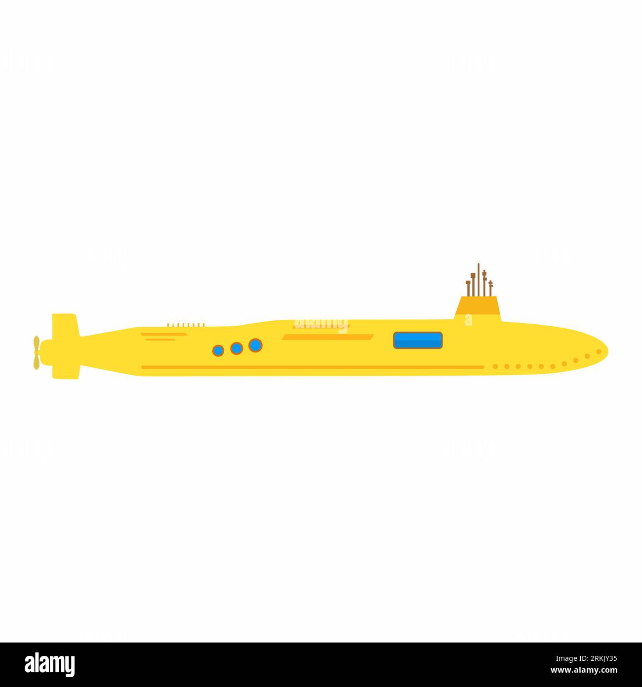 Yellow submarine in flat element style isolated on white background ...