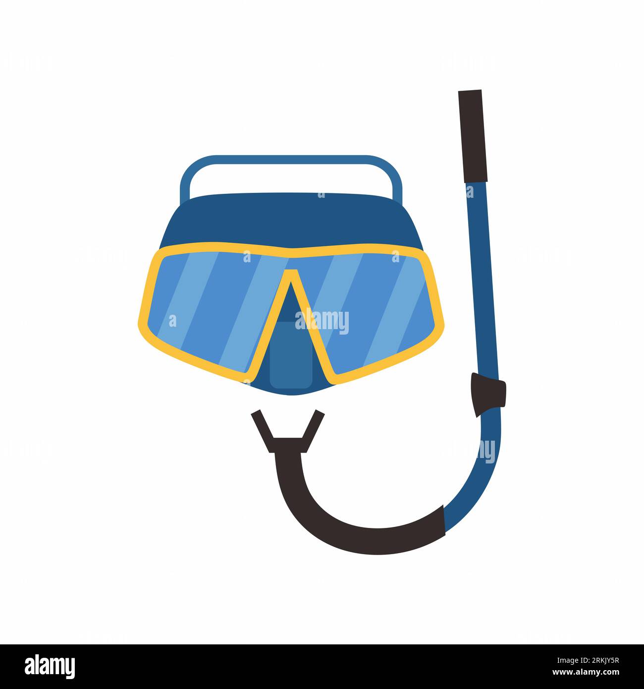 Blue snorkeling glass for diver in flat element style isolated on white ...