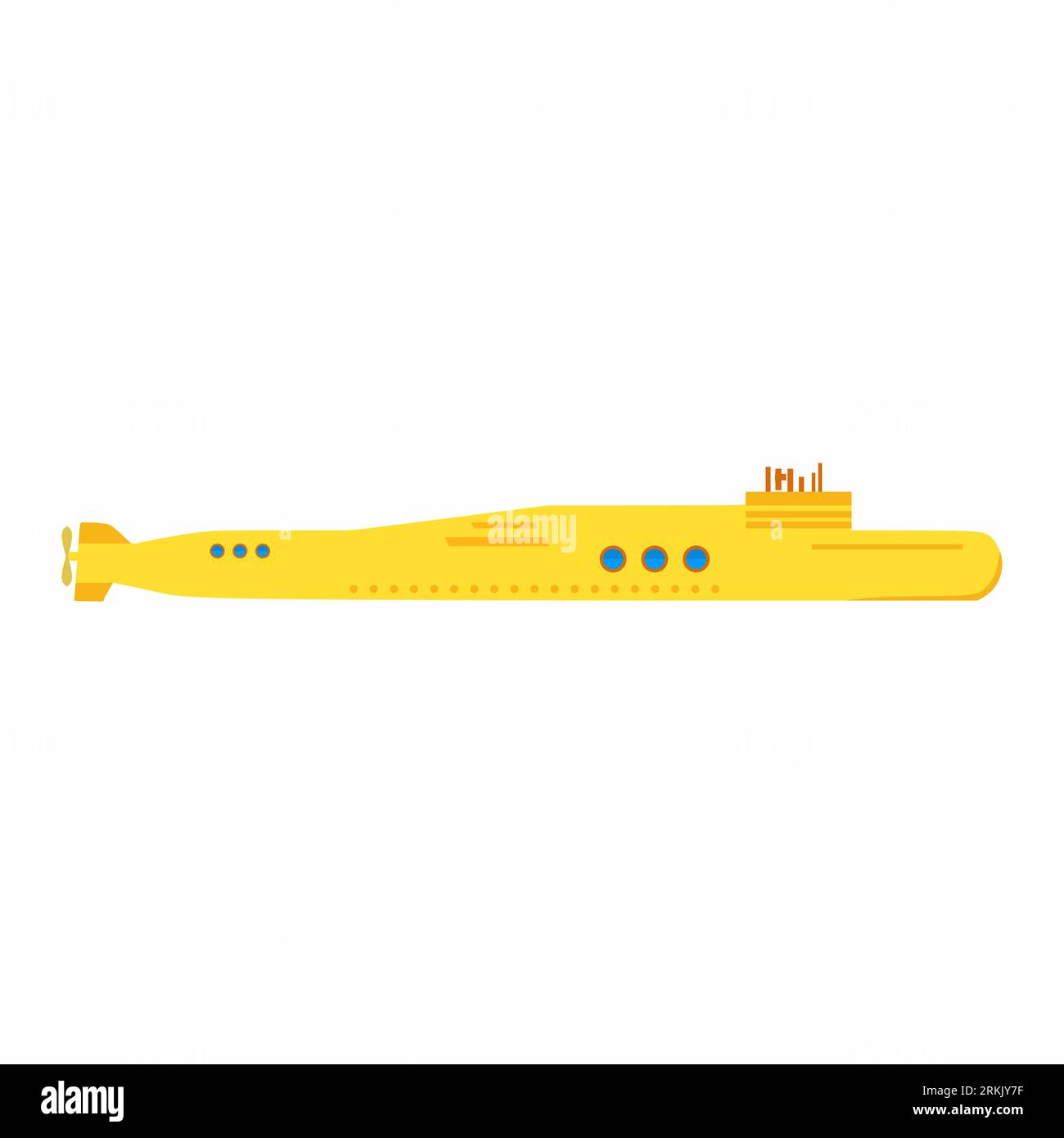 Yellow submarine in flat element style isolated on white background ...