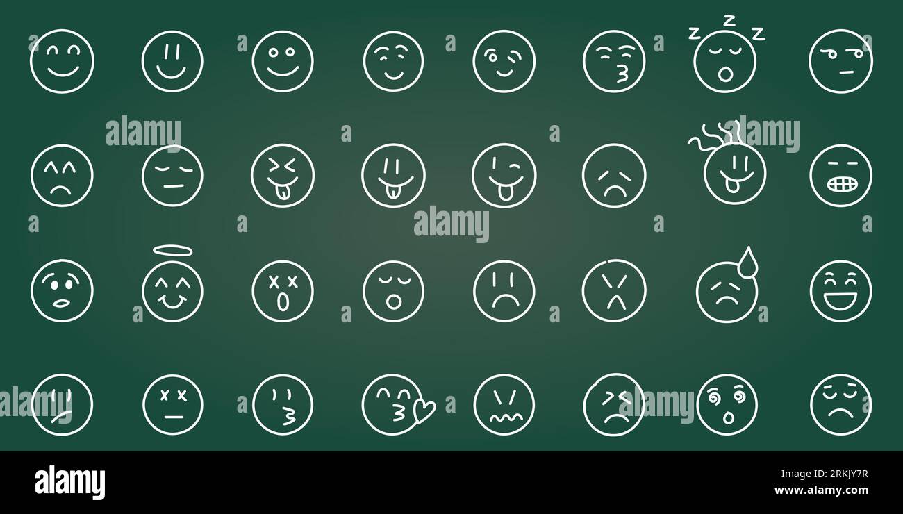 Emojis faces icon in hand drawn style. Doddle emoticons vector ...