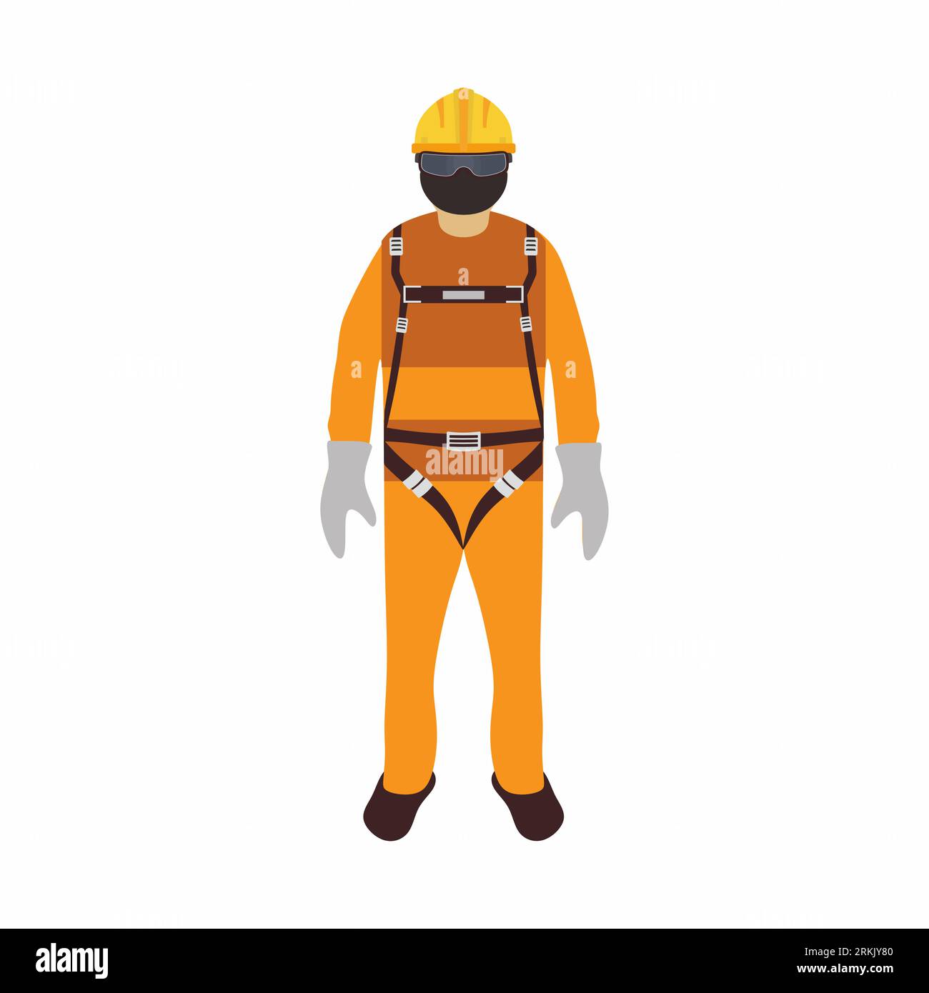 Yellow safety clothes for engineer in flat element style isolated on ...