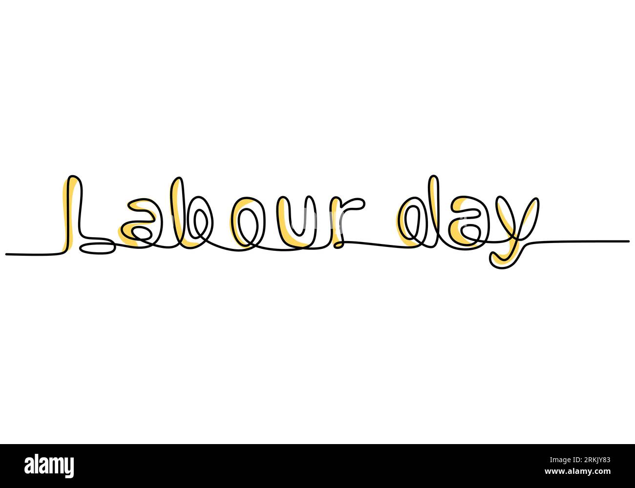 One continuous line drawing of Labour Day hand drawn lettering isolated ...