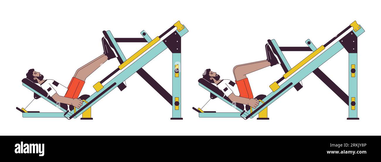 Muscle building with leg press machine flat line vector spot ...