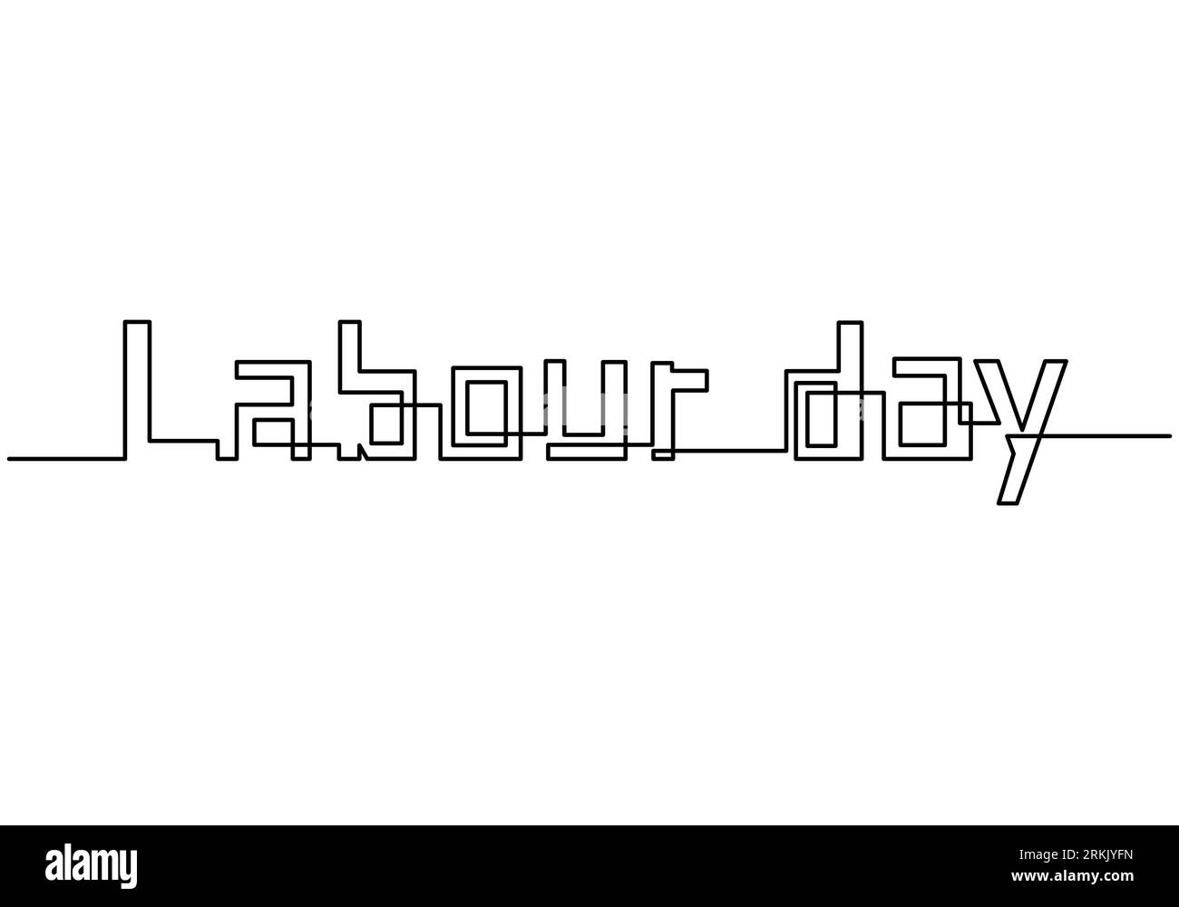 One continuous line drawing of Labour Day hand drawn lettering isolated ...