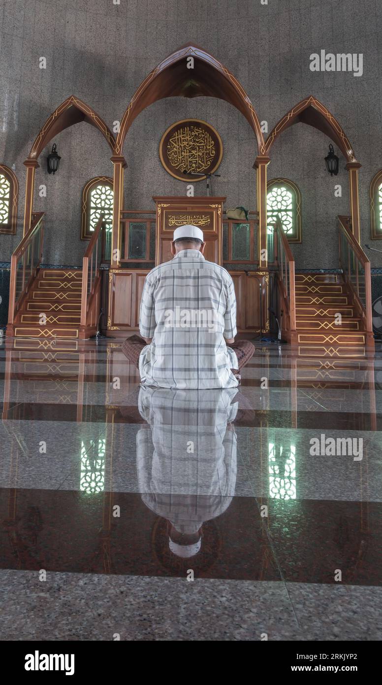 Bangkok, Thailand - June 23, 2023 - Religious muslim man sits and ...