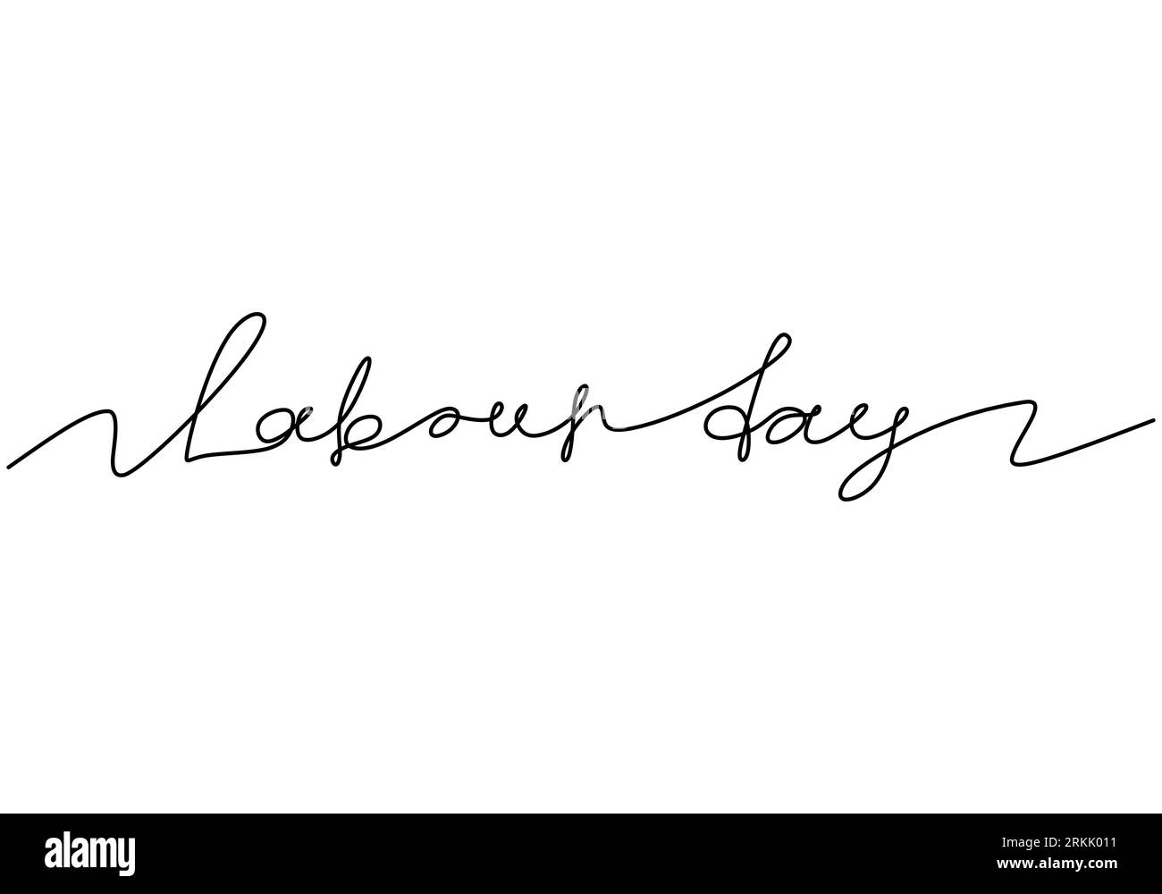One continuous line drawing of Labour Day hand drawn lettering isolated ...