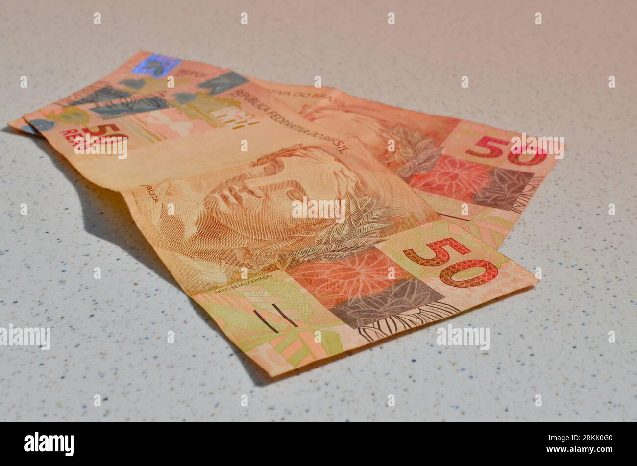 Detail of 50 reais banknote from Brazil, highlighted in Brazilian ...