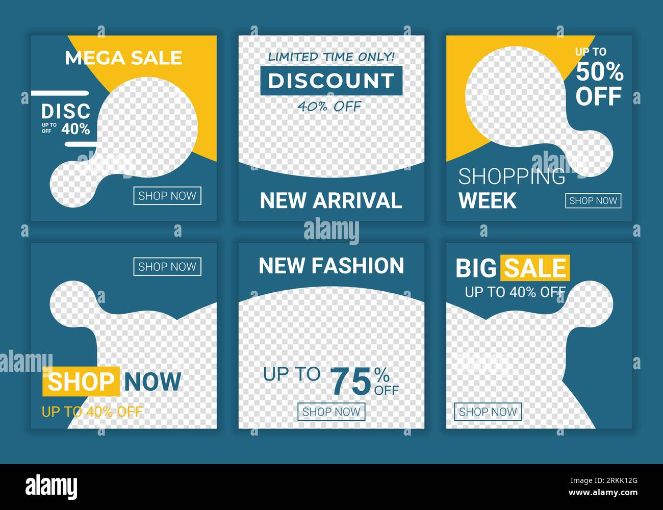 6 Set abstract unique editable modern social media banner template ...