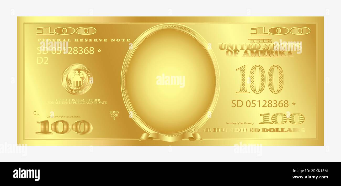Golden one hundred dollar banknote template Stock Vector Image & Art ...