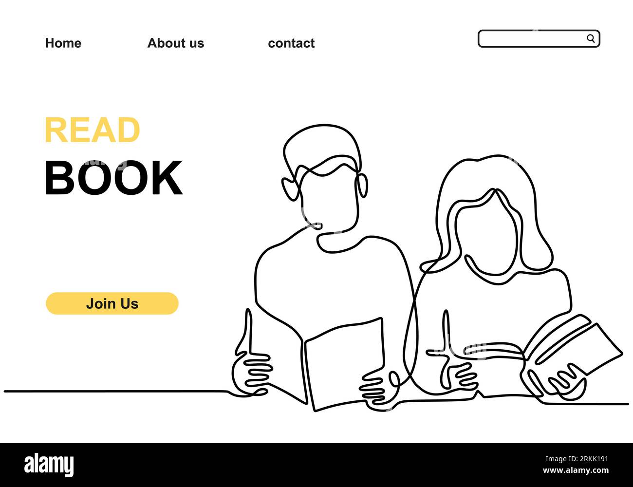 Continuous line drawing of two kids read book minimalist design. Little ...