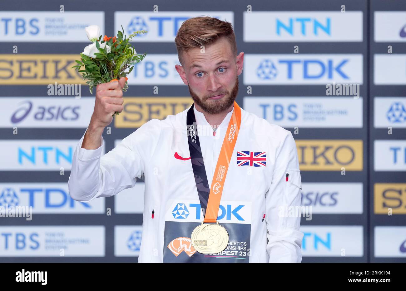 Great Britain's Josh Kerr with his gold medal for the Men's 1500 Metres ...