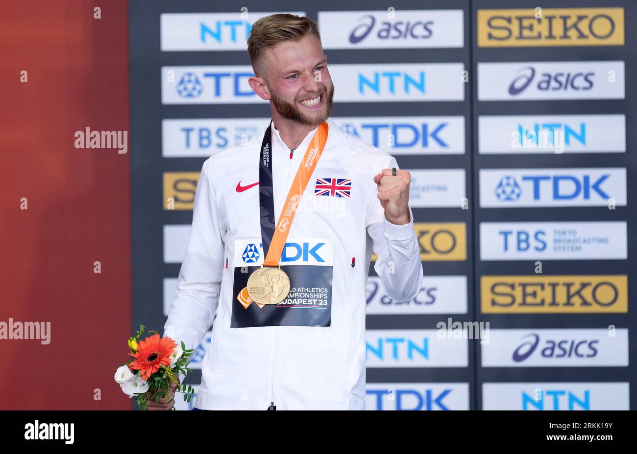 Great Britain's Josh Kerr with his gold medal for the Men's 1500 Metres ...