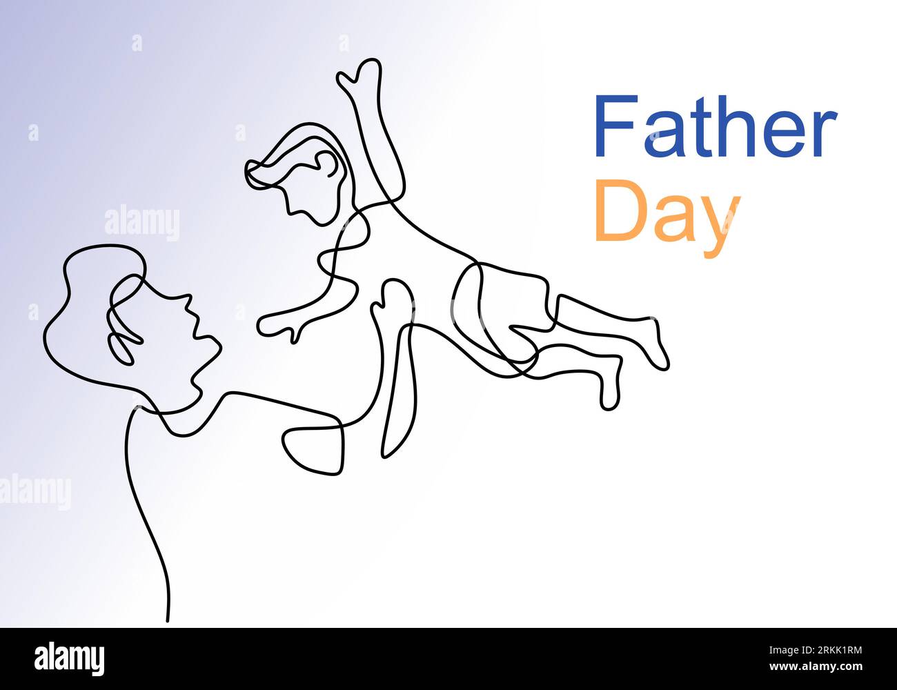 Father holding a child continuous one line drawing banner, background ...