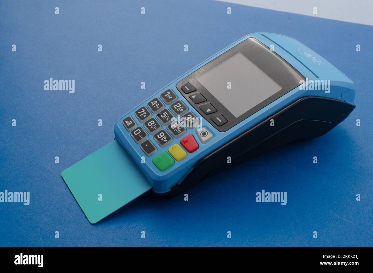 Close-up of a contactless credit card payment device, facilitating fast ...