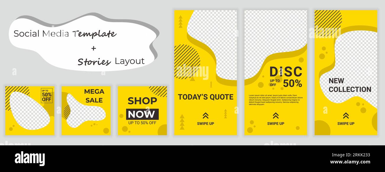 Set of ig stories and post frame templates. Trendy editable square ...