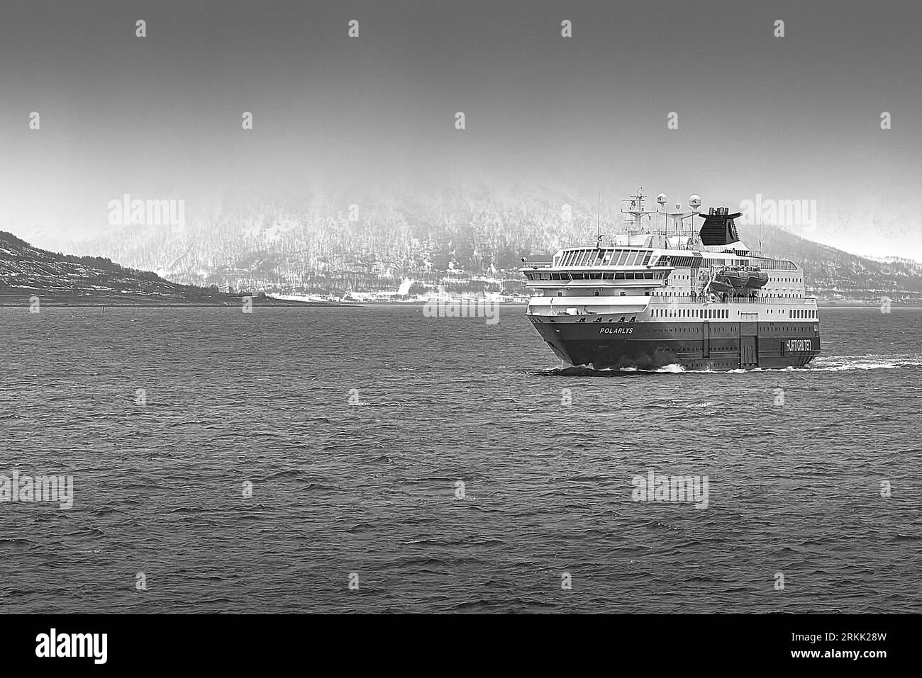 Black And White Photo Of The Norwegian Hurtigruten Ship, MS POLARLYS ...