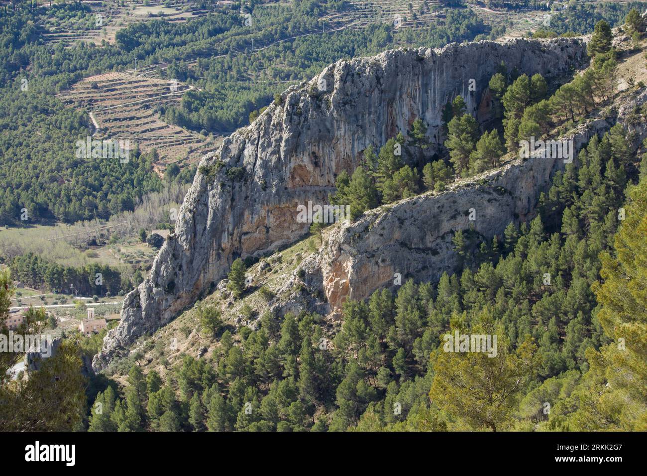 Vertical rock formation in the Castellar de Alcoy, Spain Stock Photo ...