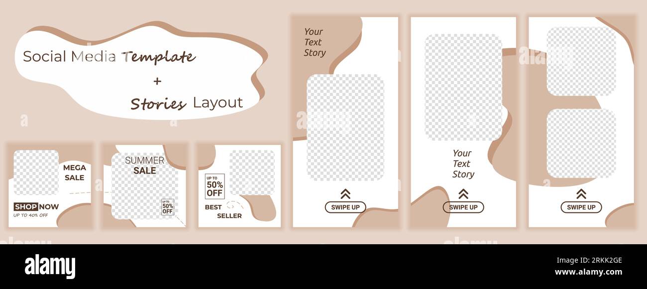 Trendy templates for posts and stories for social media set collection ...