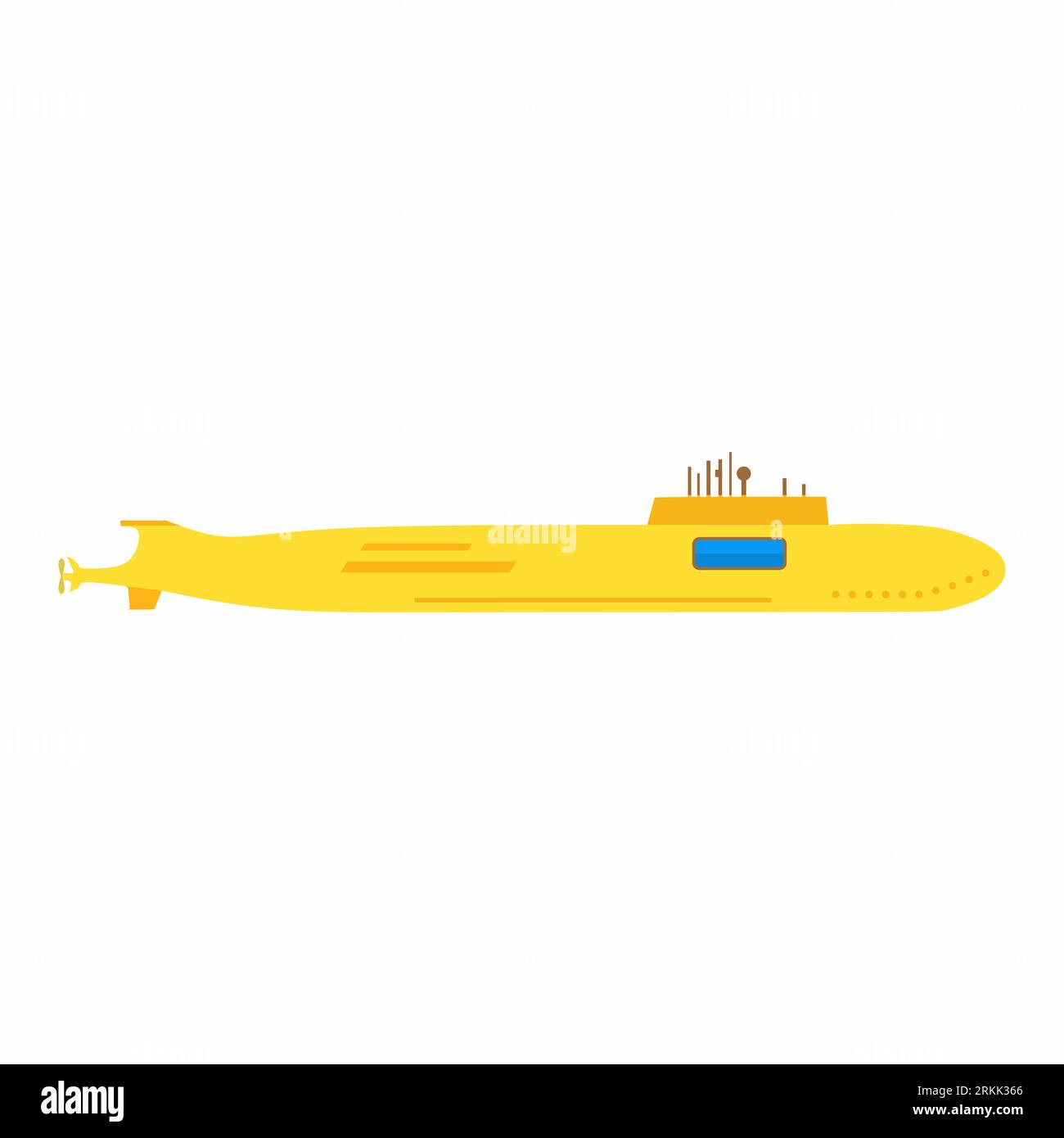 Yellow submarine in flat element style isolated on white background ...