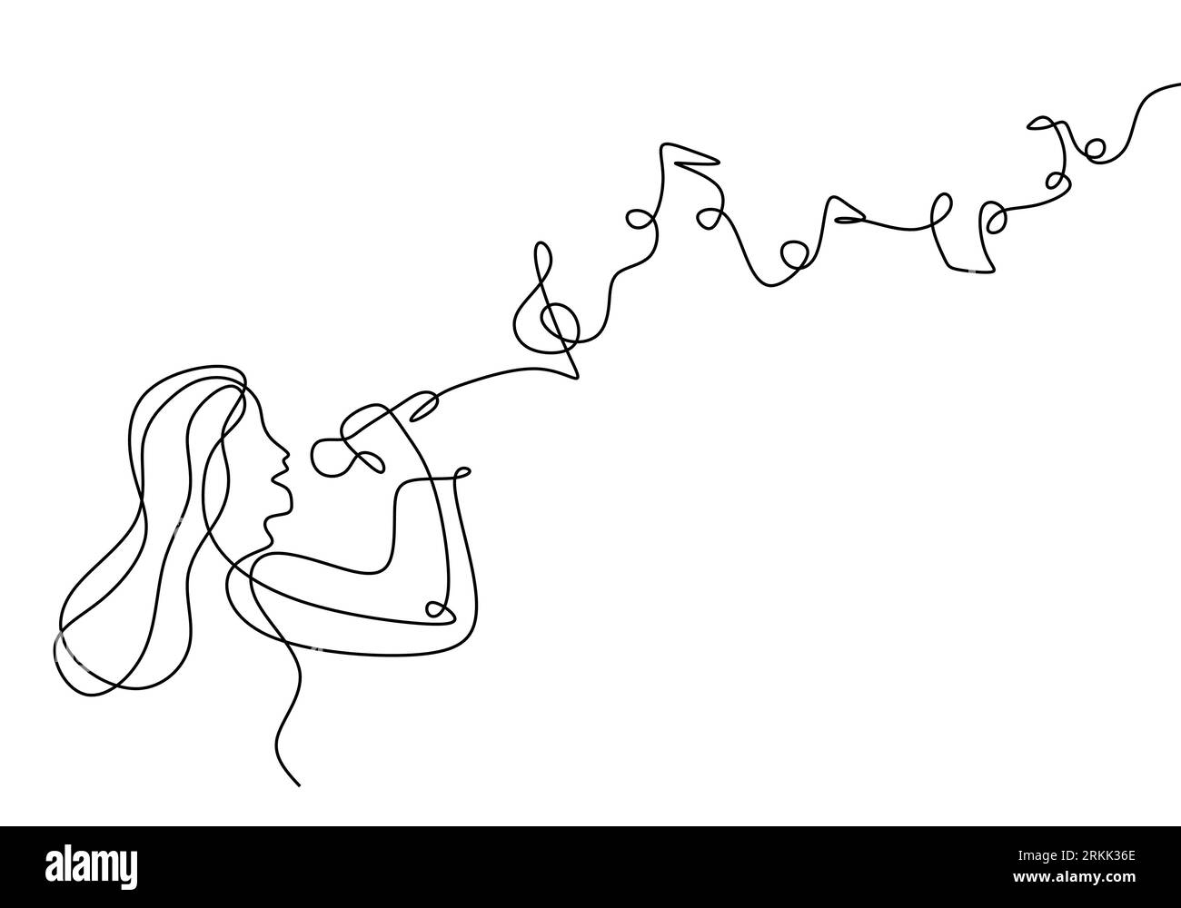 Continuous one line of woman beautiful singer. Woman singer with ...