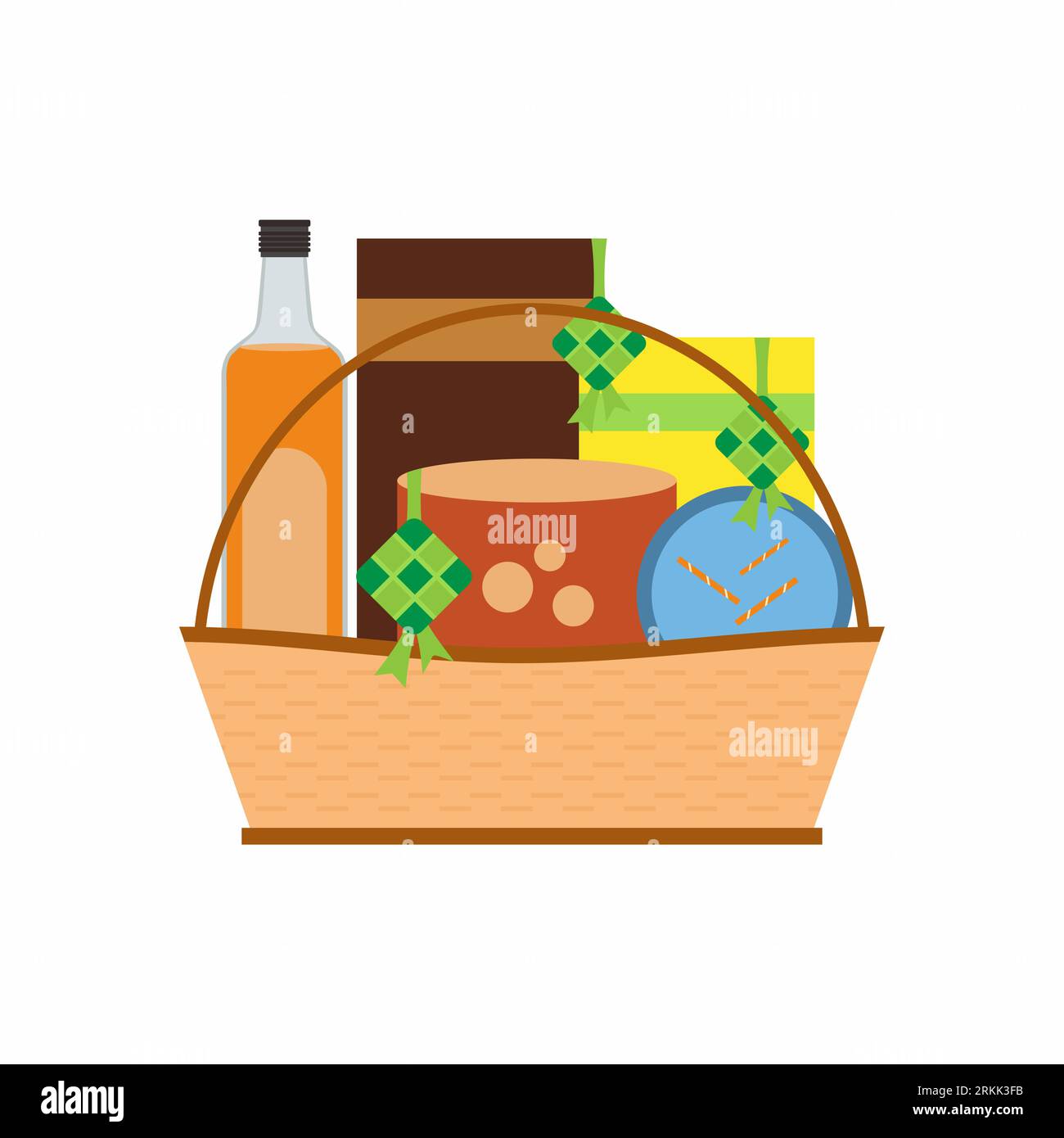 Food hamper for gift flat element. Food parcel flat element isolated on ...