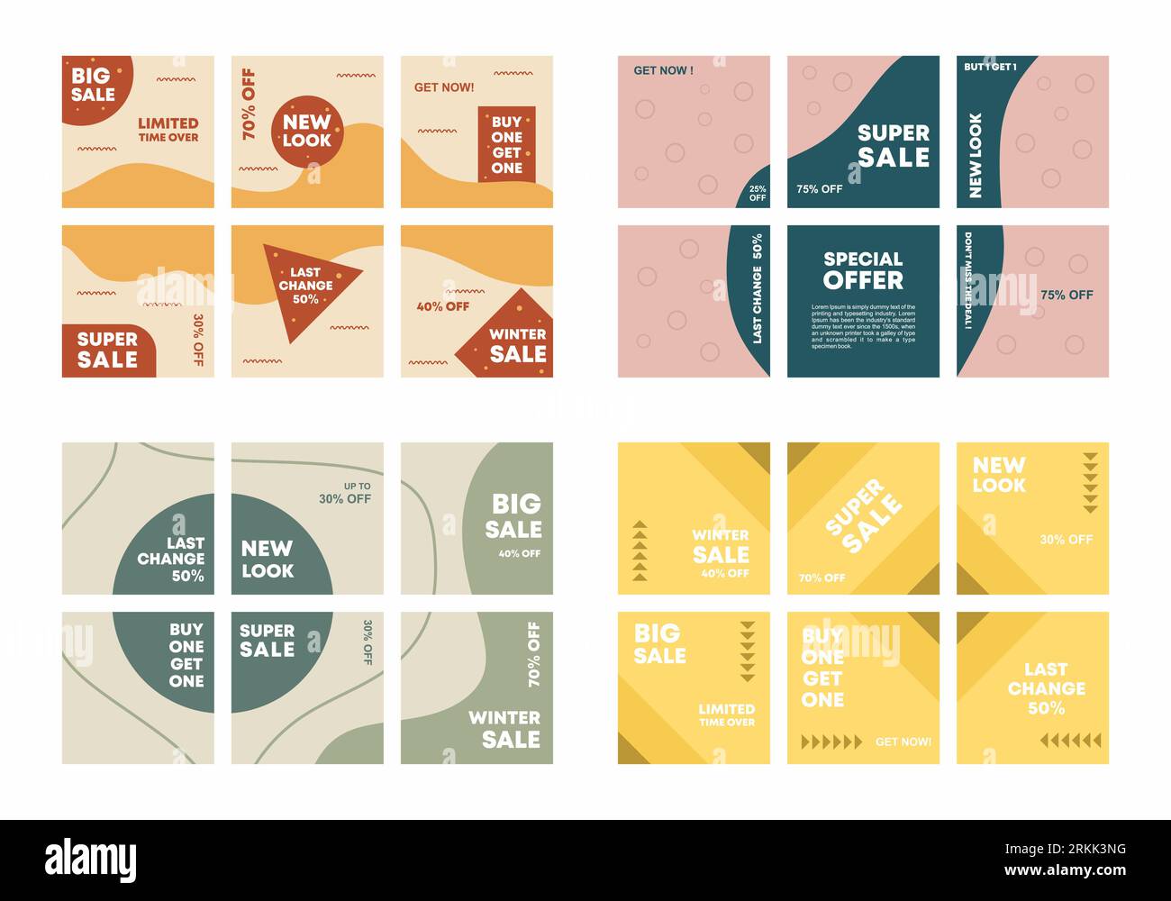 Set of Editable minimal square banner template. Colorful background ...