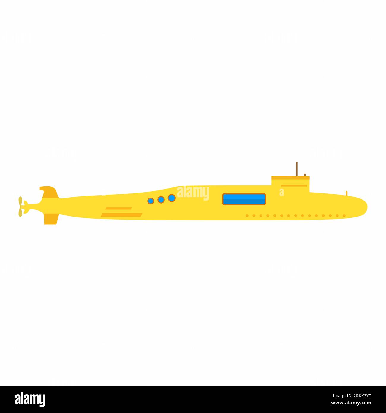 Yellow submarine in flat element style isolated on white background ...