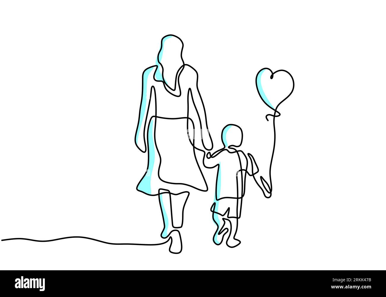 Mother And Child Holding Hands Drawing