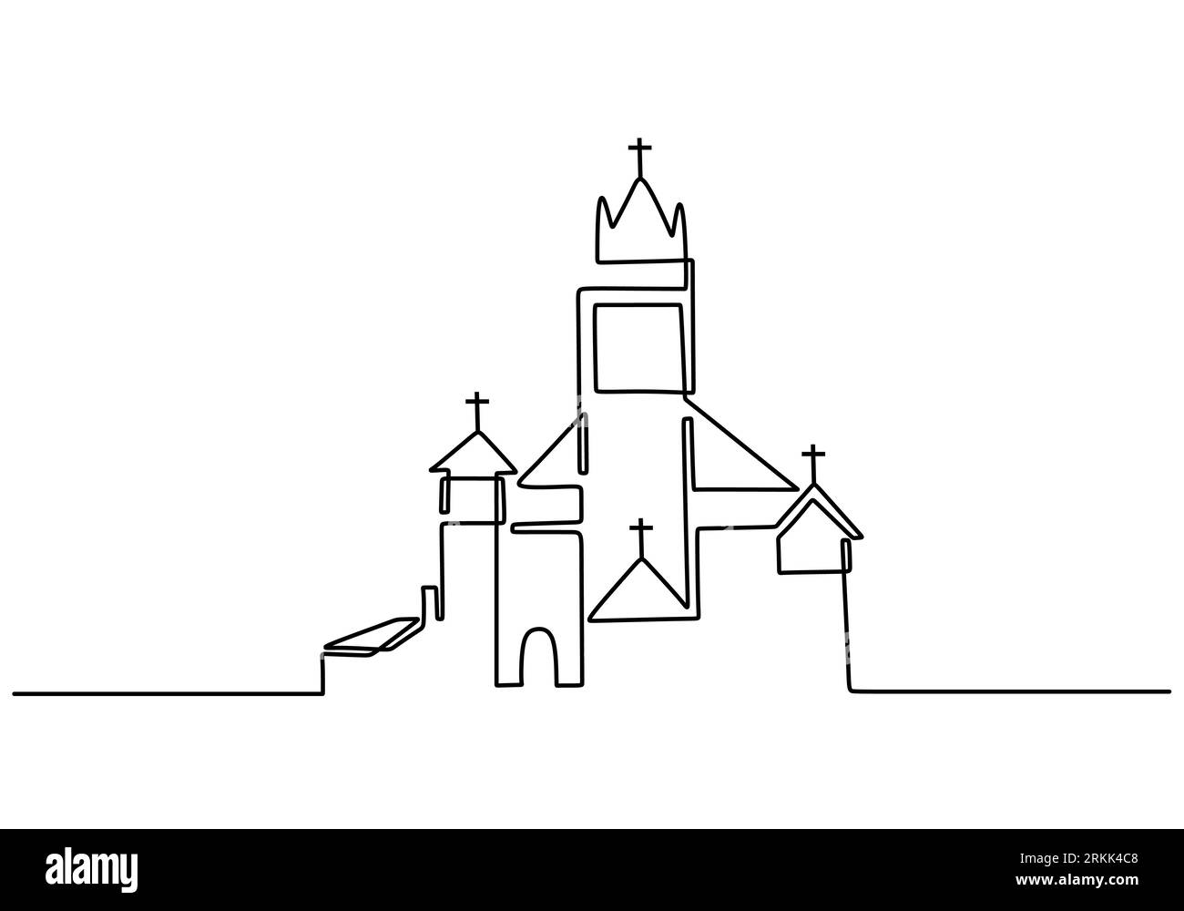 Big church continuous one line drawing vector minimalist design ...