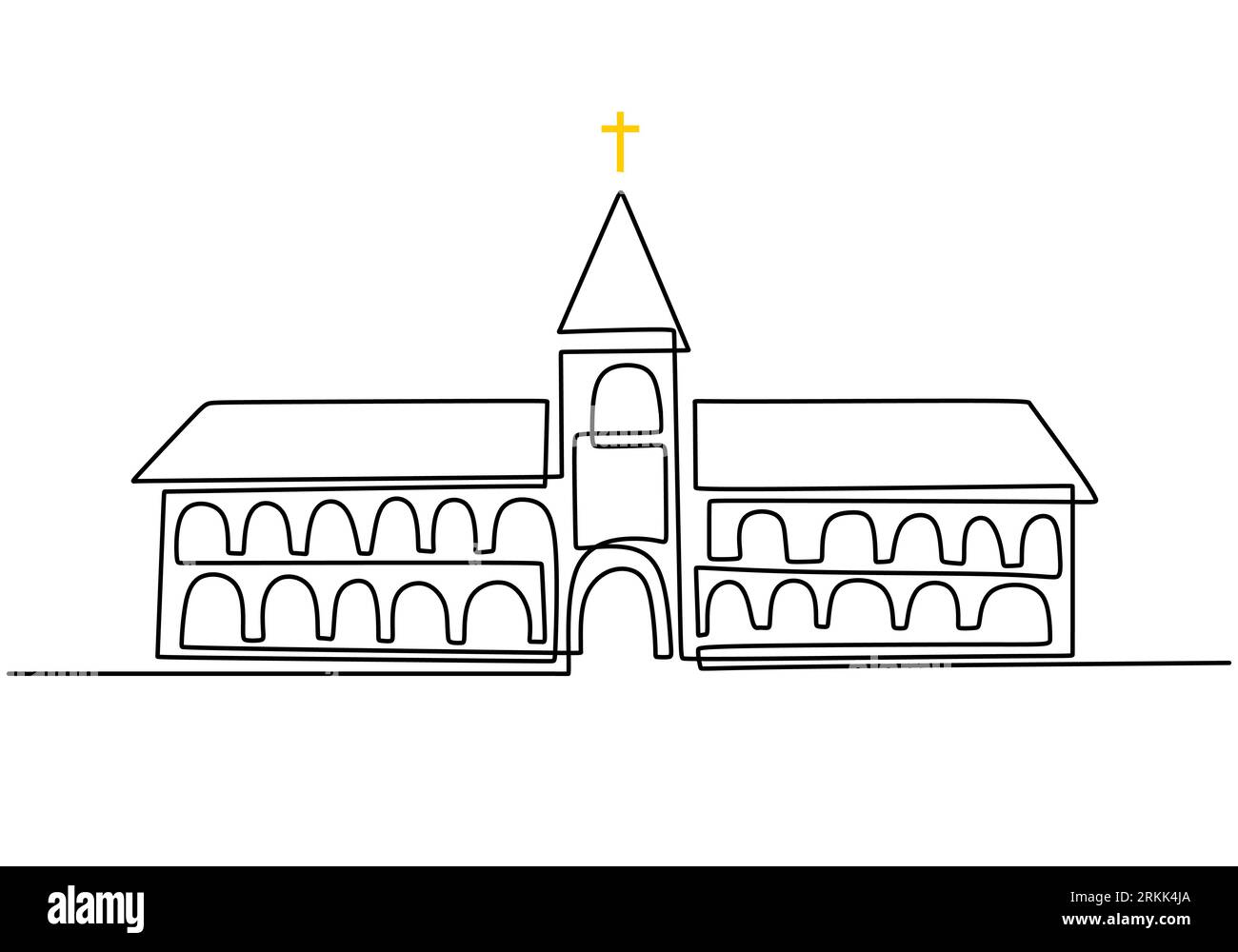 Big church continuous one line drawing vector minimalist design ...