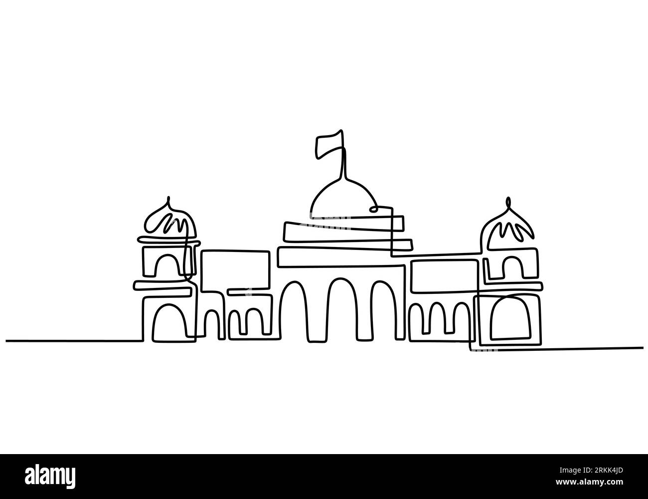 Big Mosque continuous one line drawing vector minimalist design ...