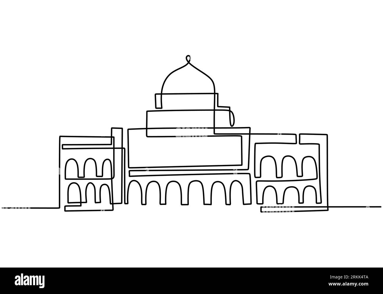 Big Mosque continuous one line drawing vector minimalist design ...