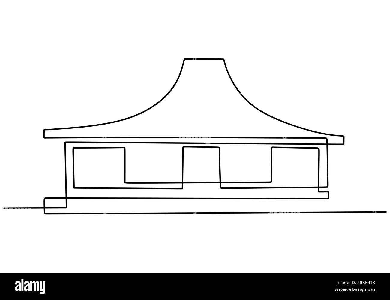 Continuous one line of traditional javanese building. Classic home in ...