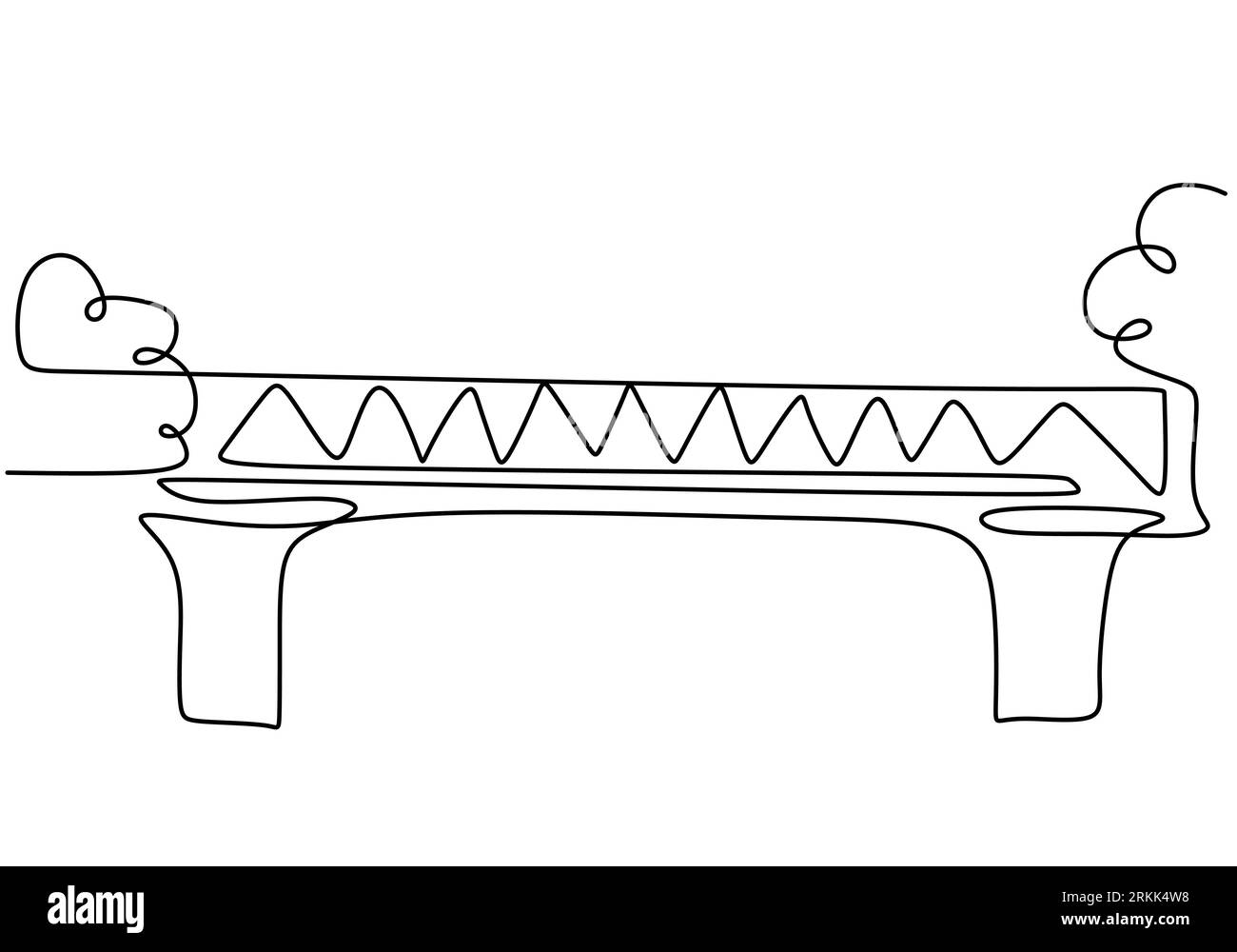 Giant bridge over river. Continuous one line of bridge drawing design ...