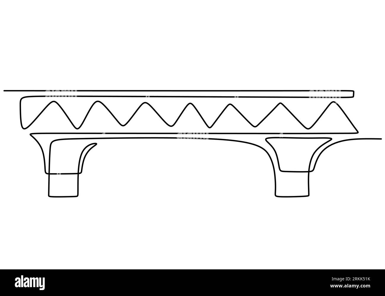 Giant bridge over river. Continuous one line of bridge drawing design ...