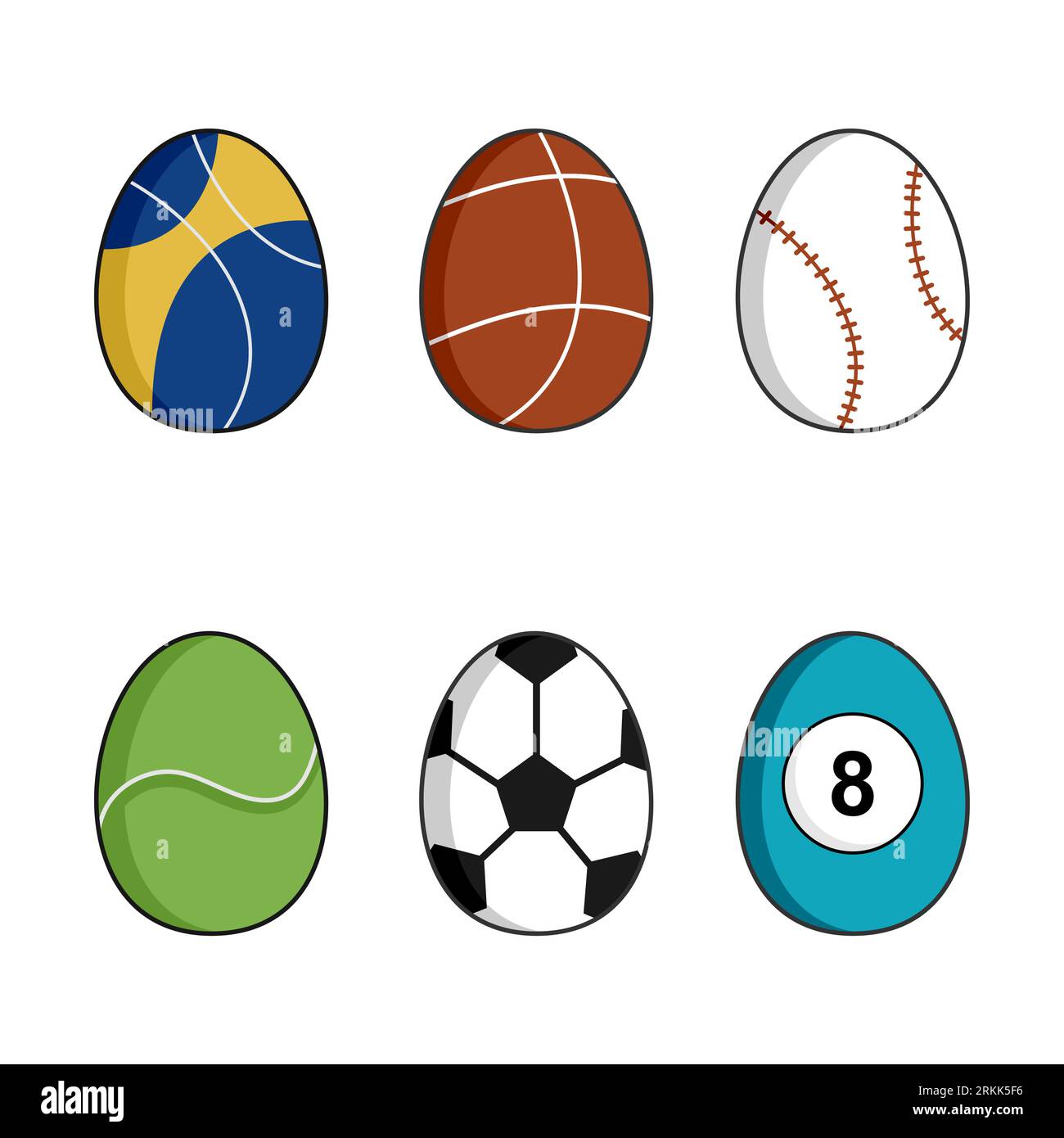 6 set collection of easter egg with different motif includes football ...