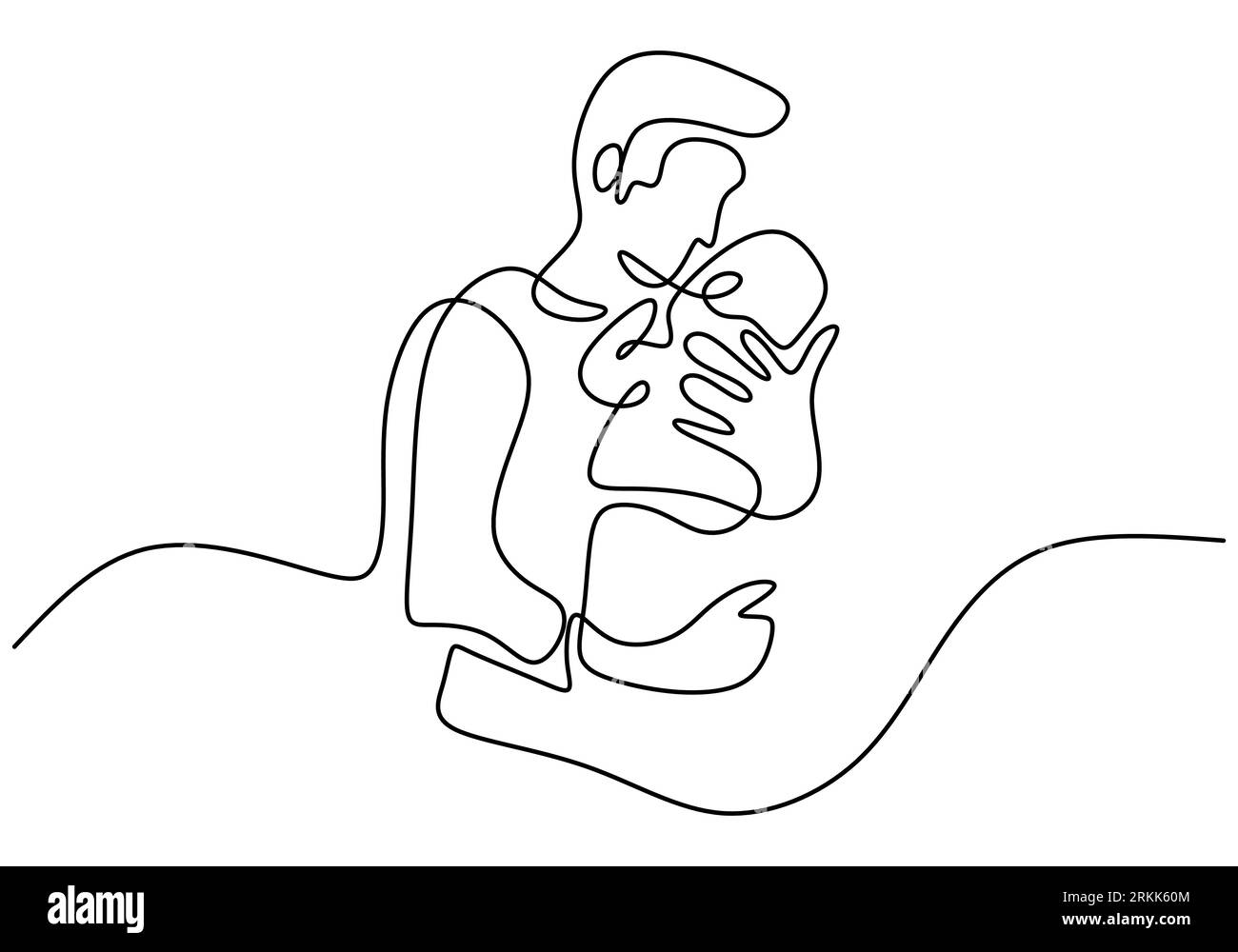 Continuous single drawn one line dad tosses a toddler by hand. Happy ...