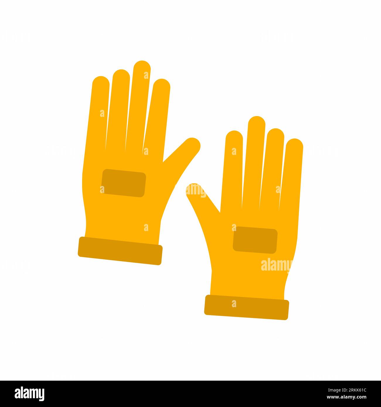 Yellow safety gloves for engineer in flat element style isolated on ...