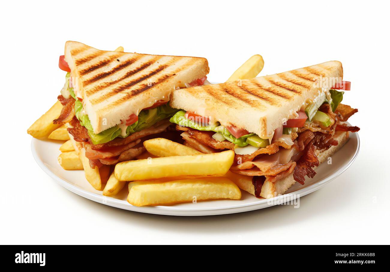 Club sandwiches on plate Cut Out Stock Images & Pictures - Alamy