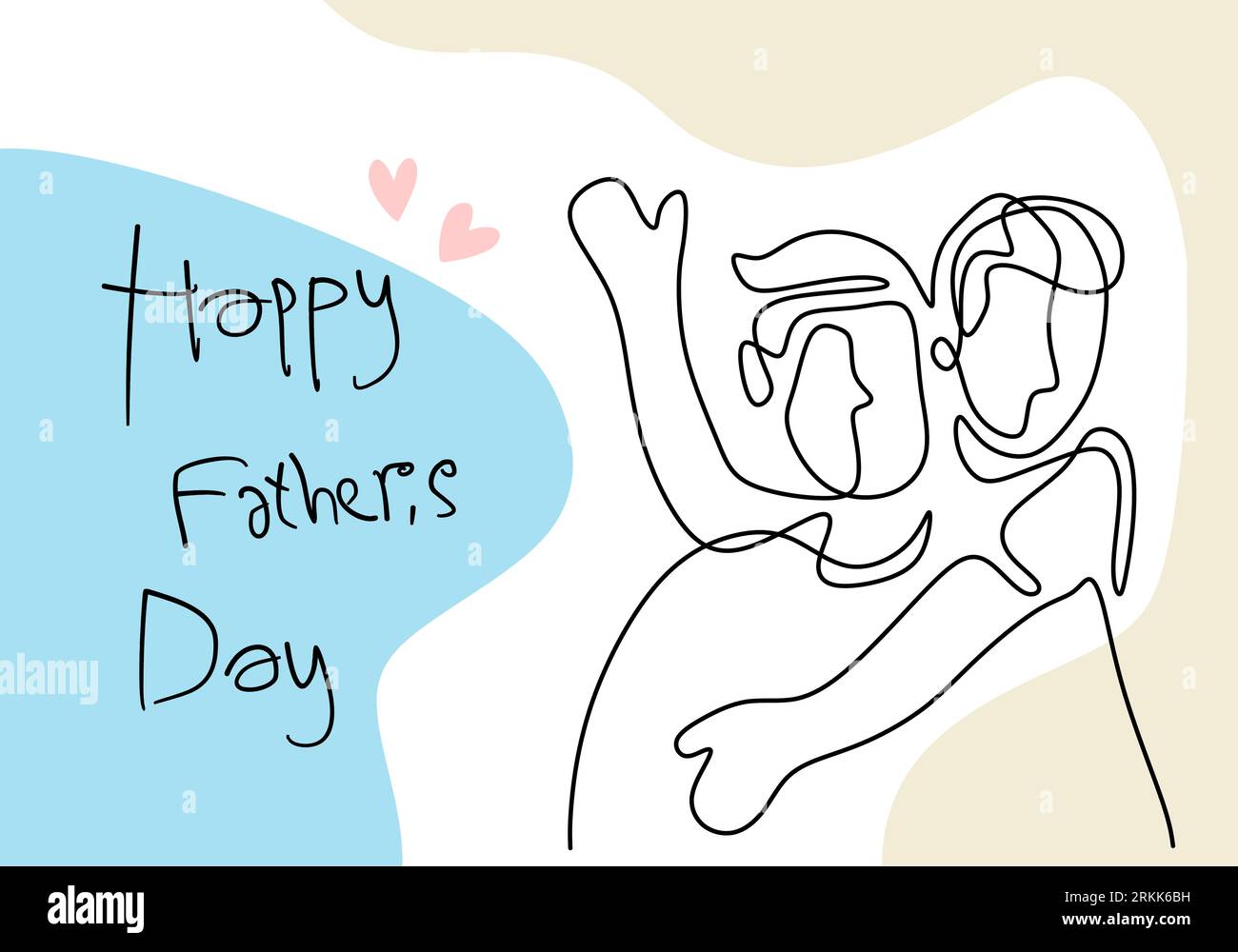 Father and his son continuous one line drawing. Happy young daddy with ...