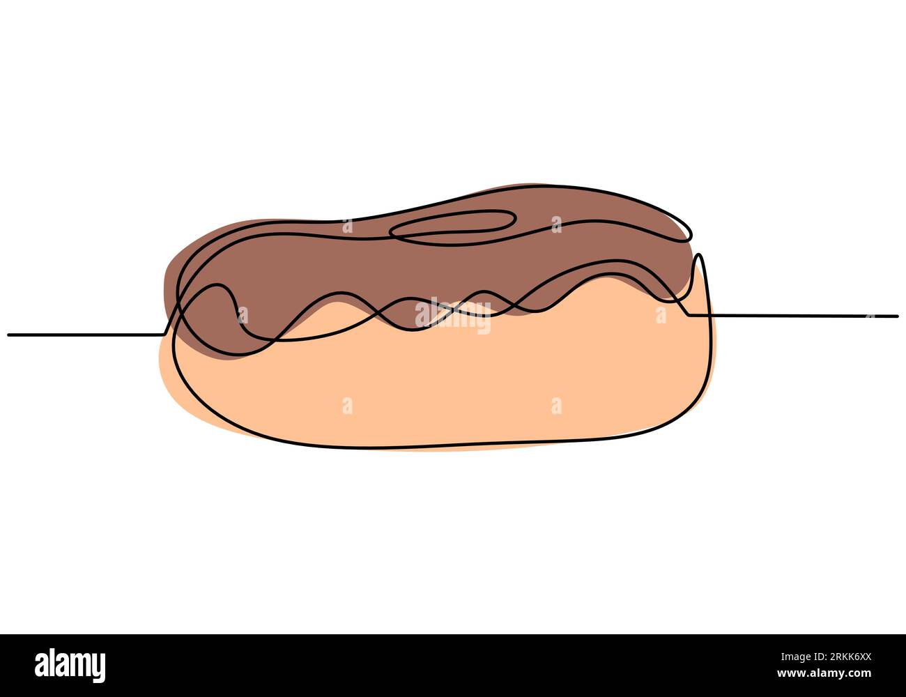 Single continuous line of Big brown donuts. Big brown donuts in one ...