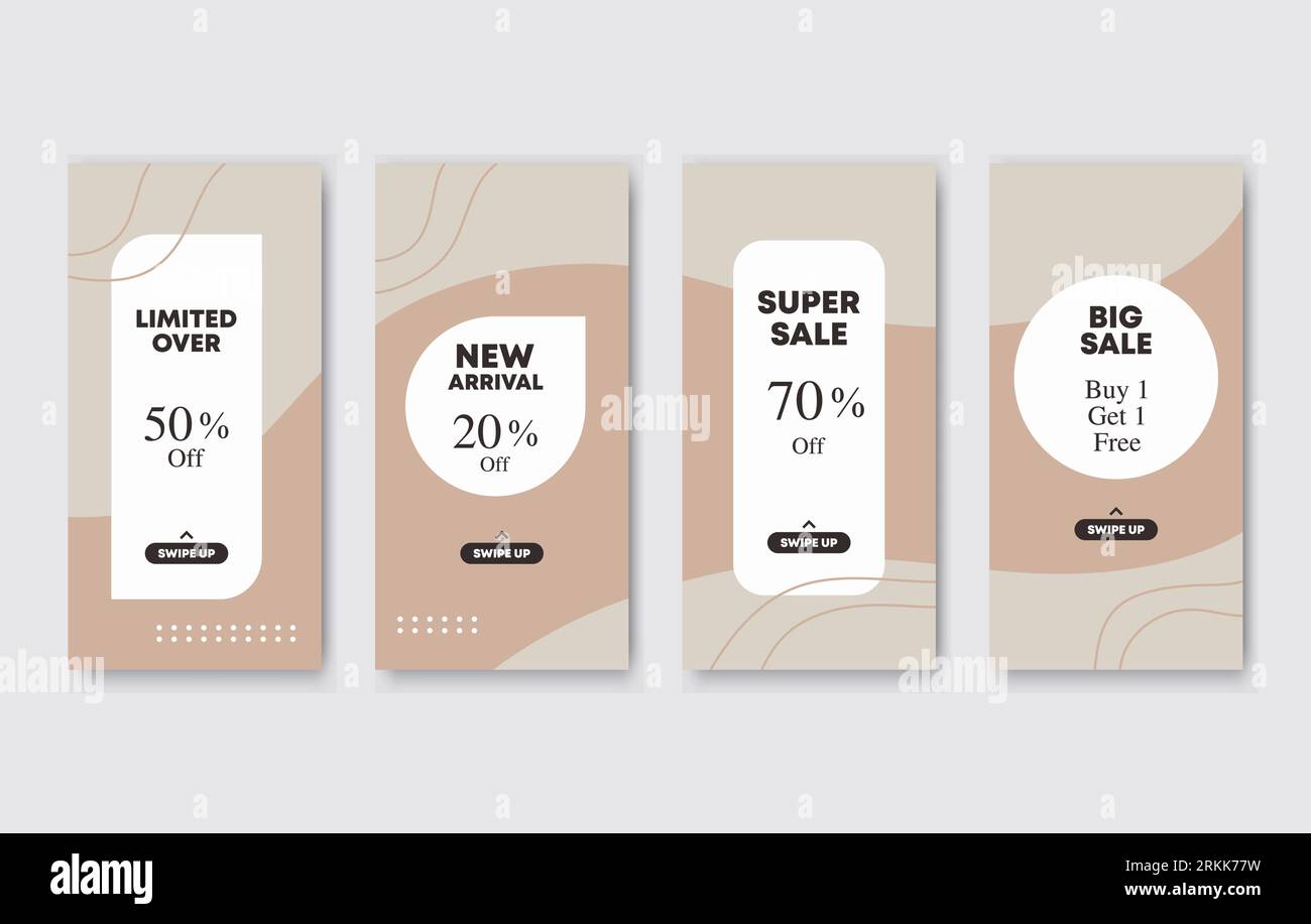 Set of 4 editable vertical and square photo collage banners. minimalist ...