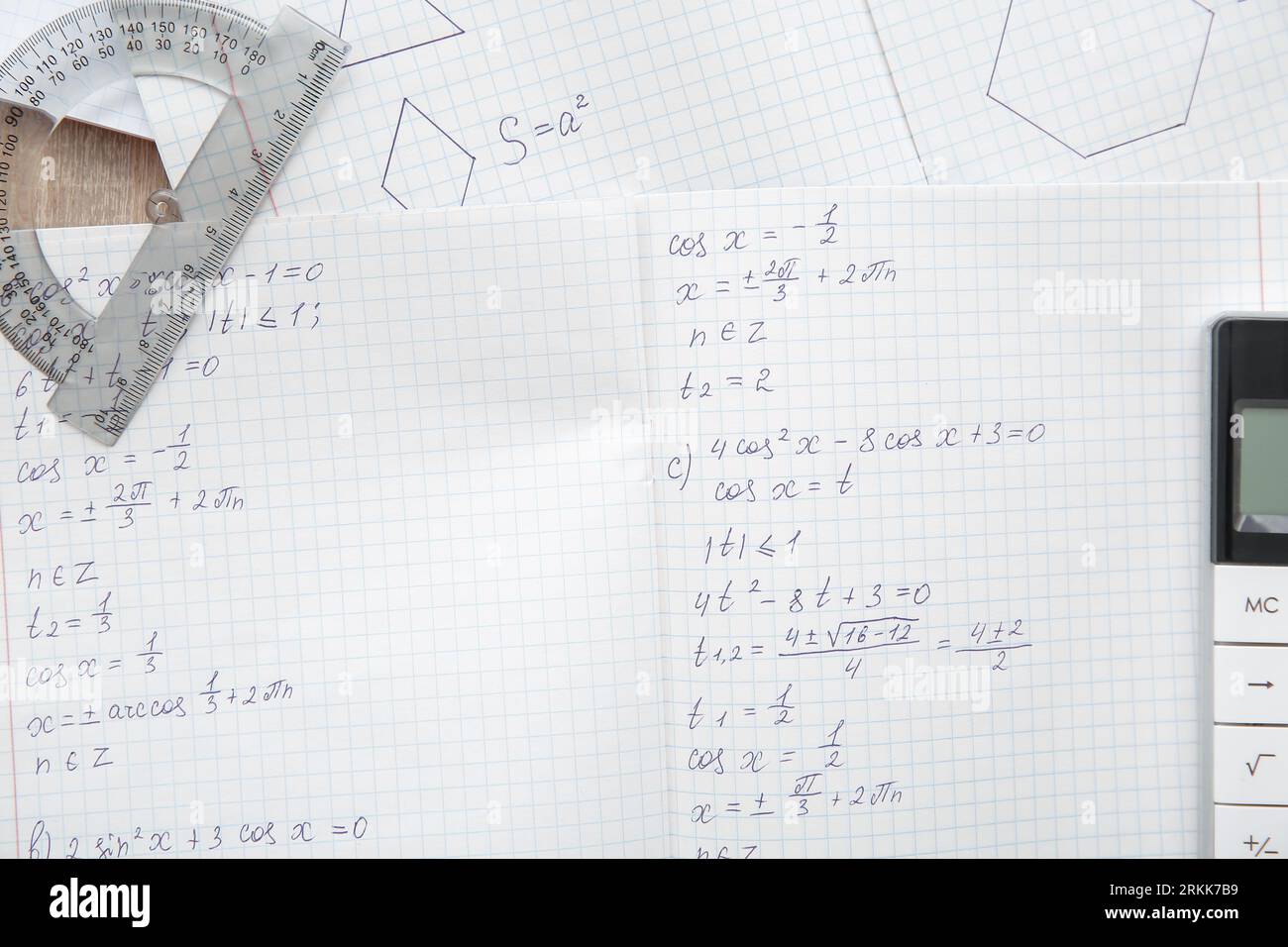 Open copybooks with math formulas as background, closeup Stock Photo ...