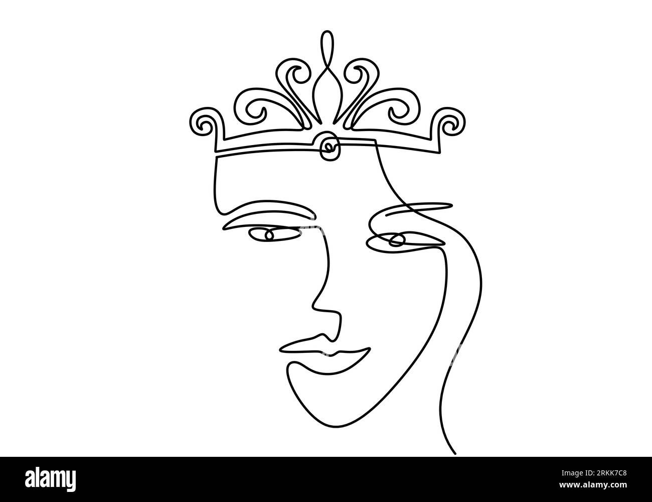 One continuous drawing line medieval historical european monarch ...