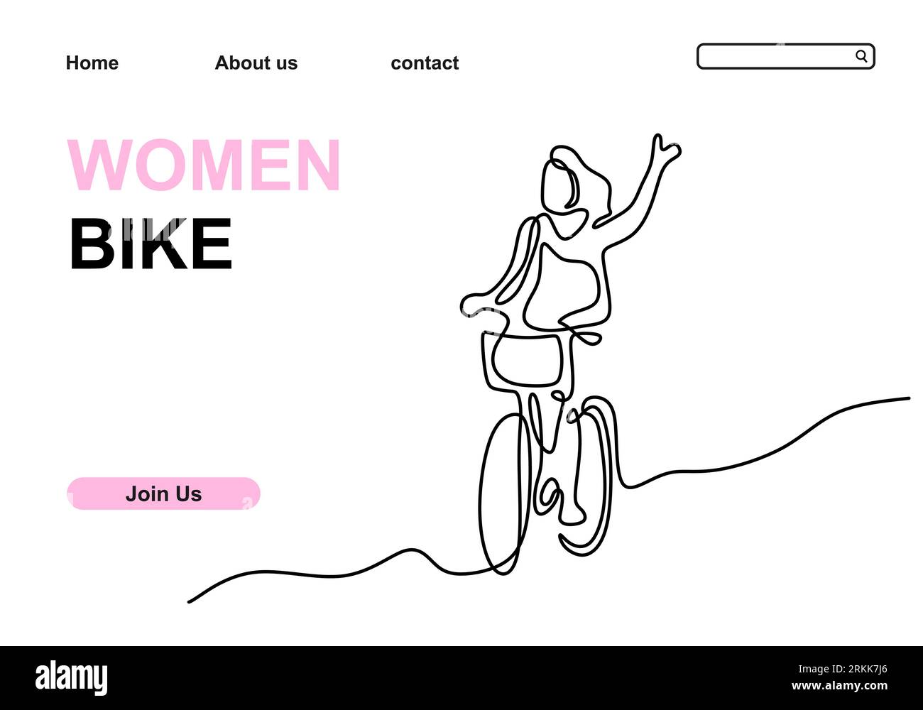 One continuous line drawing of a girl riding bicycle. Young woman with ...