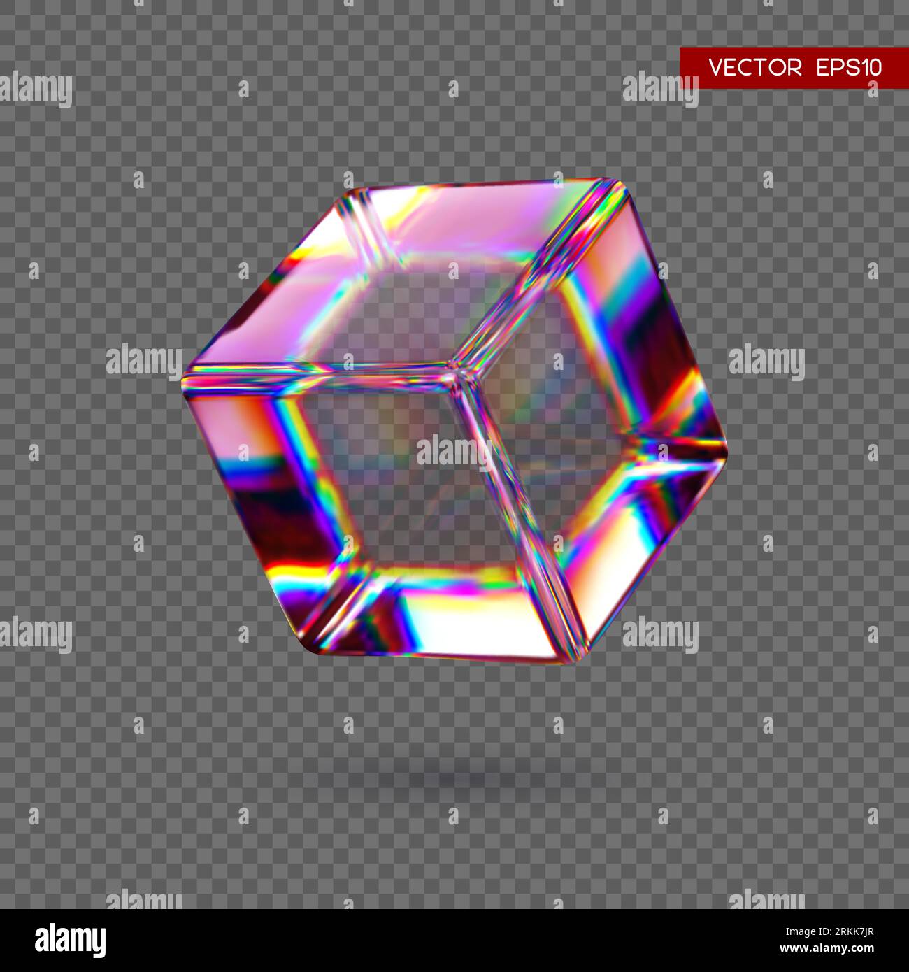 3d transparent glossy cube with dispersion effect Stock Vector Image ...