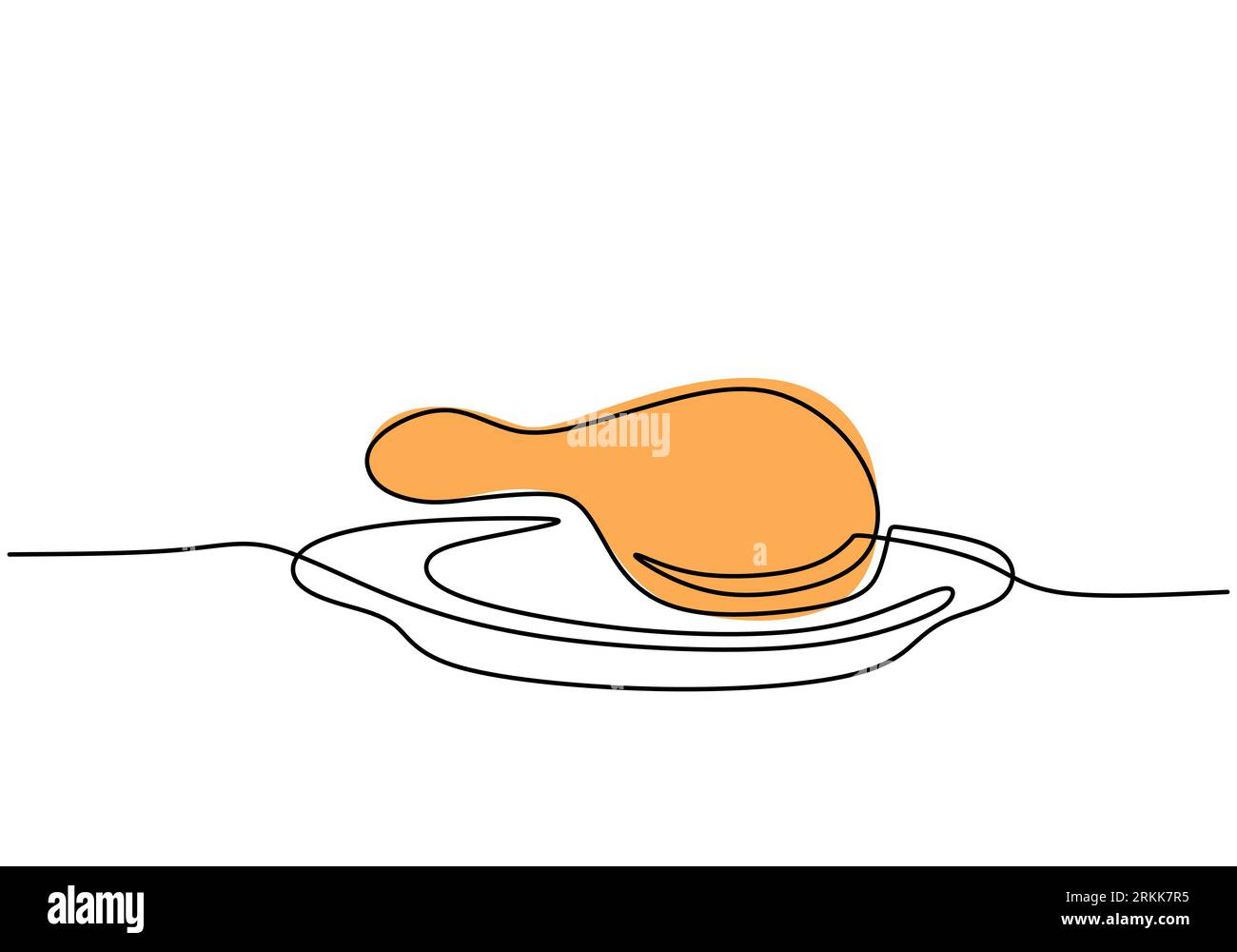 Single continuous line of delicious fried chicken. Big delicious fried ...