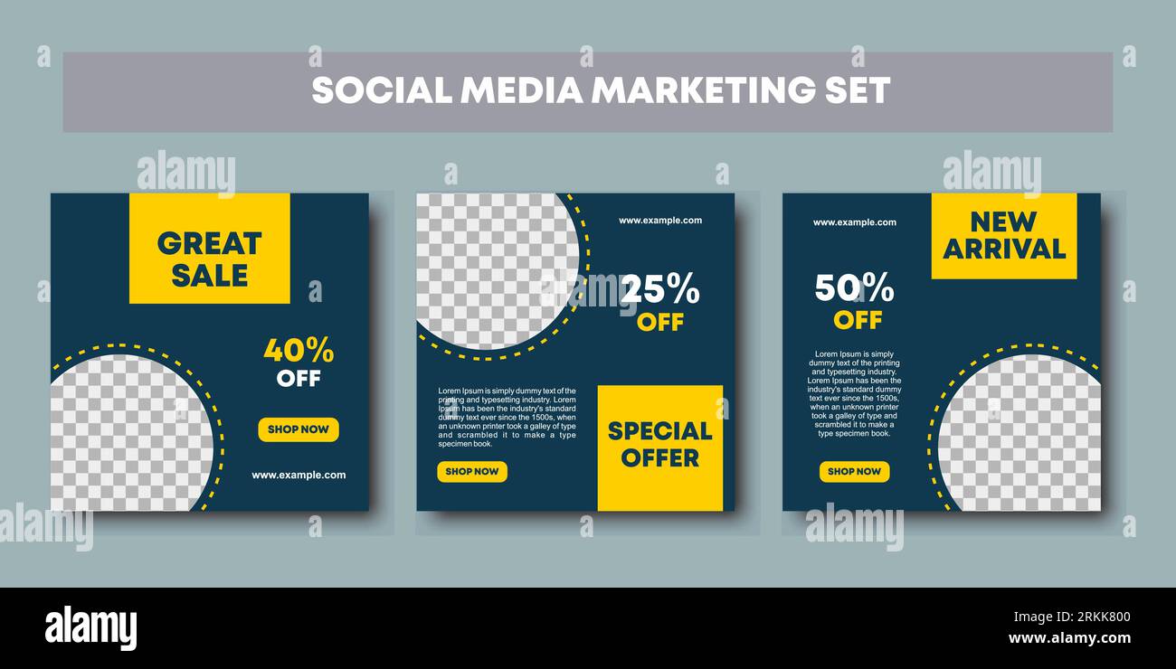 Modern vector sale banner collection social media feeds post. Blue and ...
